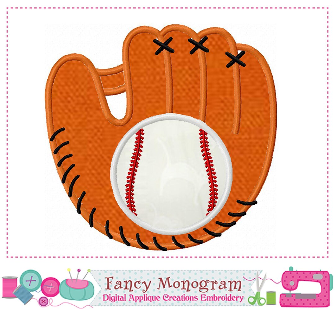 Baseball Glove Machine Embroidery Applique: Sports Fan Design (4x4, 5x7 ...