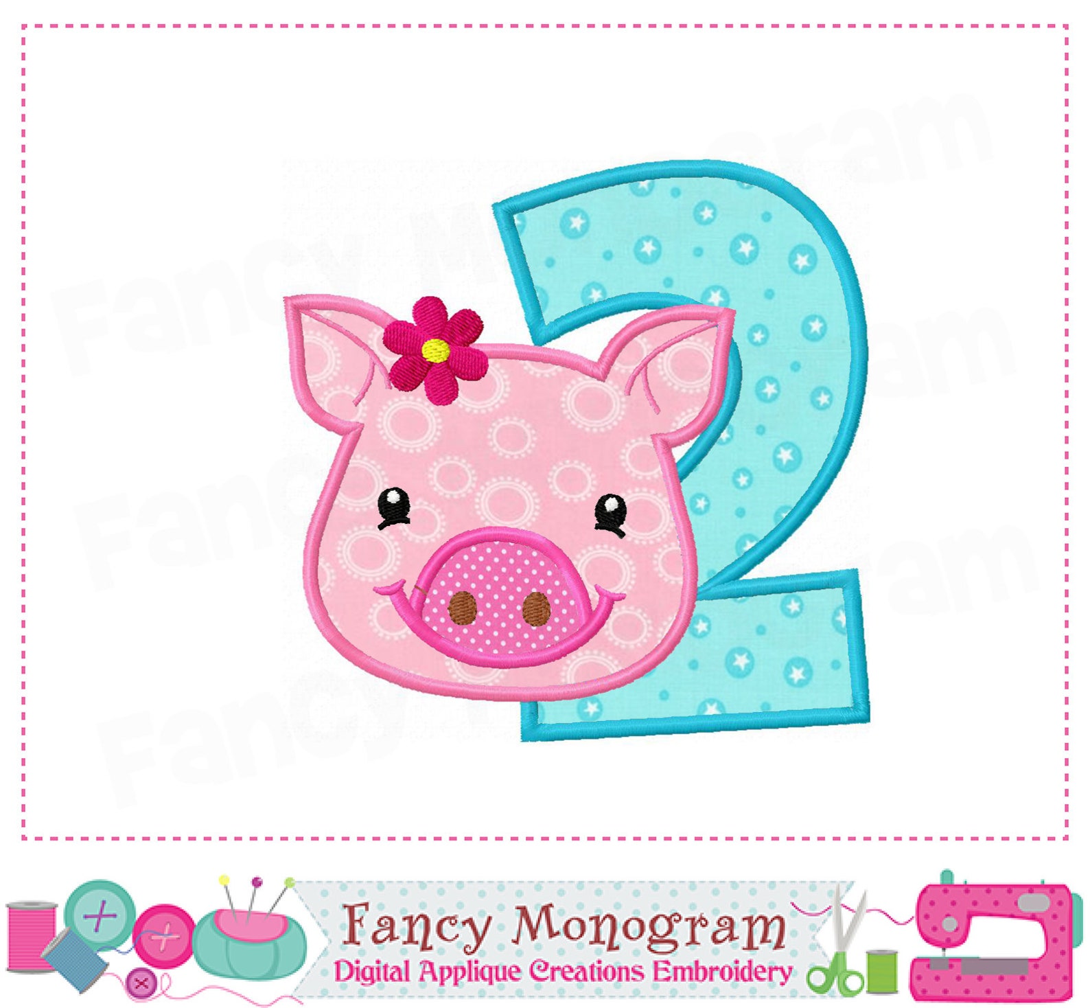 Piggy Numbers Applique Birthday Numbers Embroidery Piggy - Etsy