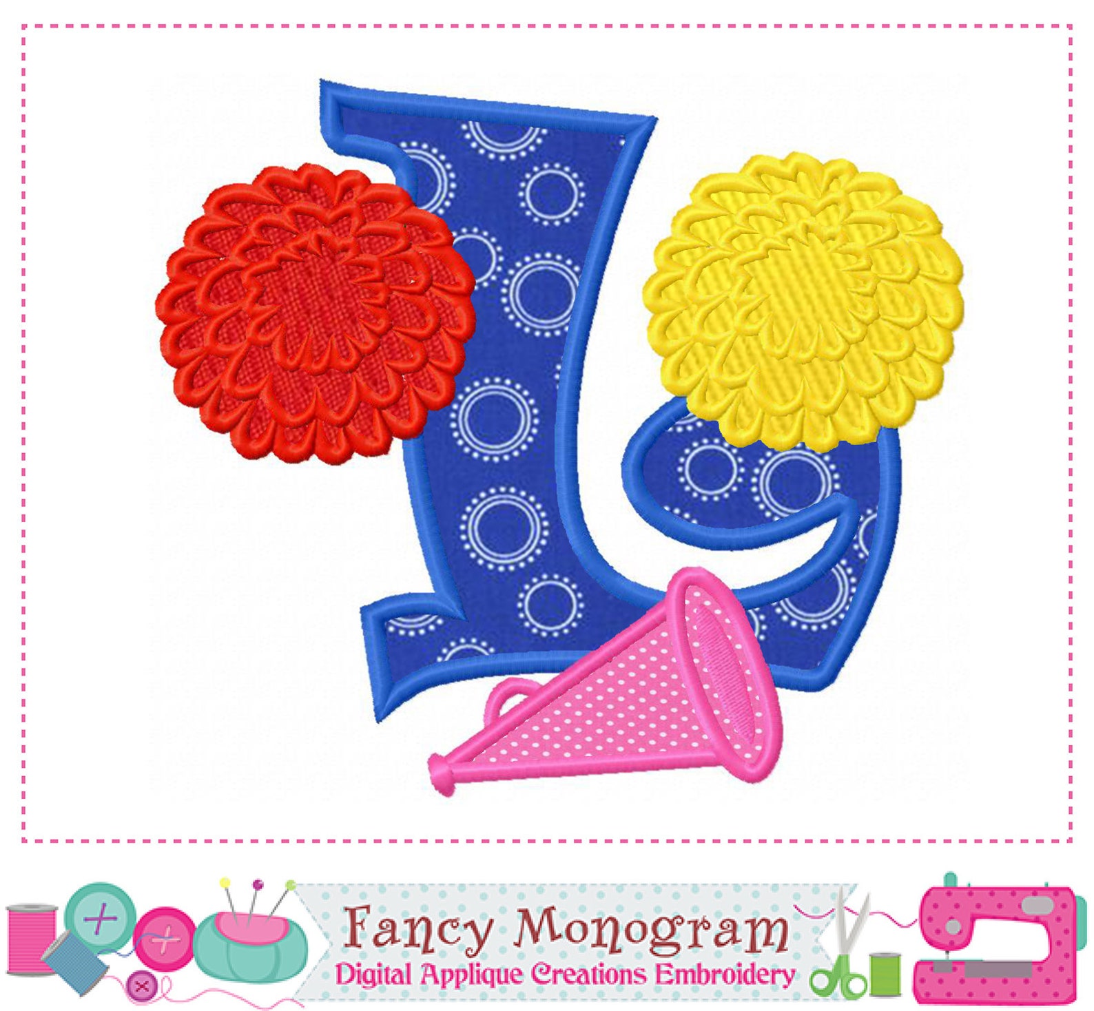 Cheerleader Monograms Applique Embroidery Design Cheer - Etsy