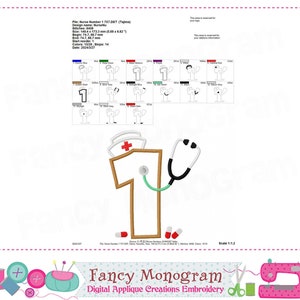 Nurse Numbers Applique Embroidery - Birthday Theme Stitch -243M - Etsy