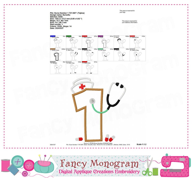 Nurse Numbers Applique Embroidery - Birthday Theme Stitch -243M - Etsy