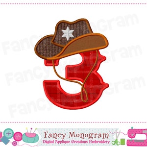 Cowboy Numbers Applique Design Birthday Numbers Embroidery Design ...