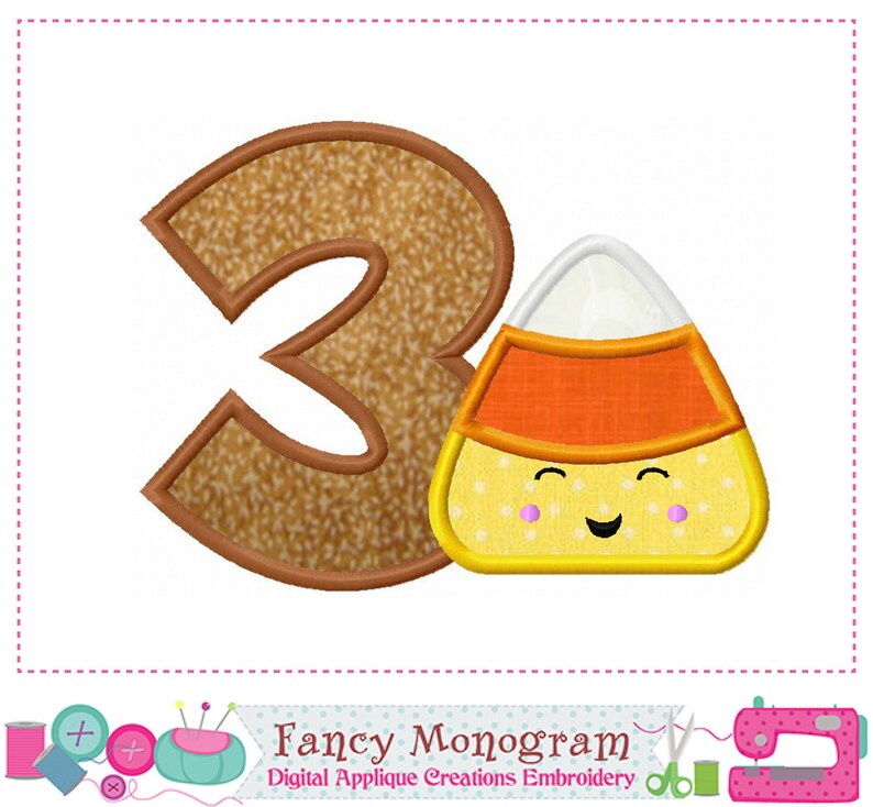 Candy Corn Numbes Applique Design Halloween Numbers | Etsy