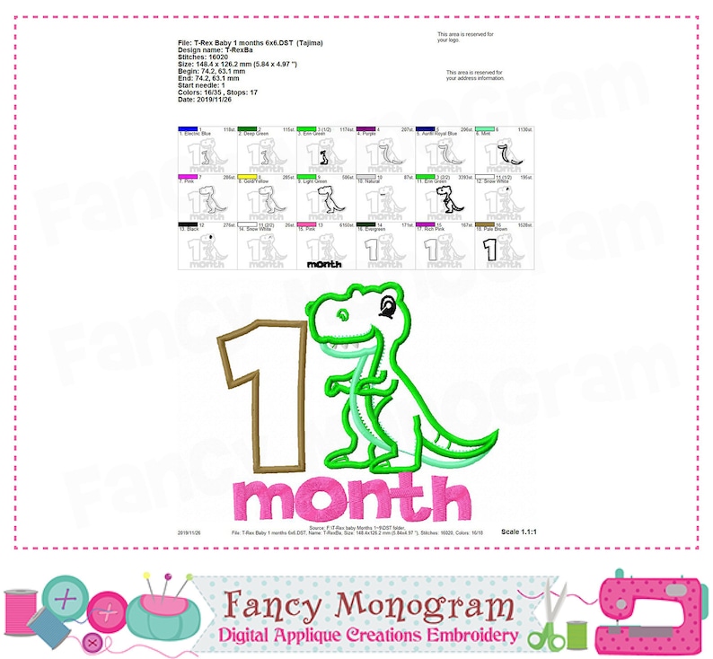 T-rex Numbers Embroidery Design Baby Shower Numbers Design - Etsy