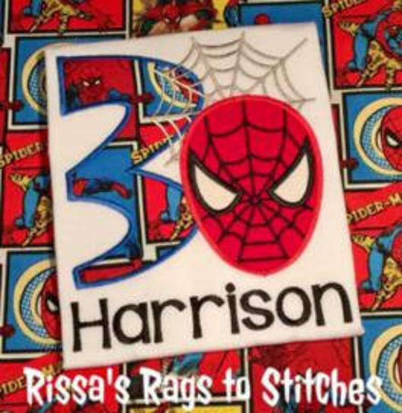 Spiderman Number 3 Applique Birthday Embroidery My 3rd - Etsy