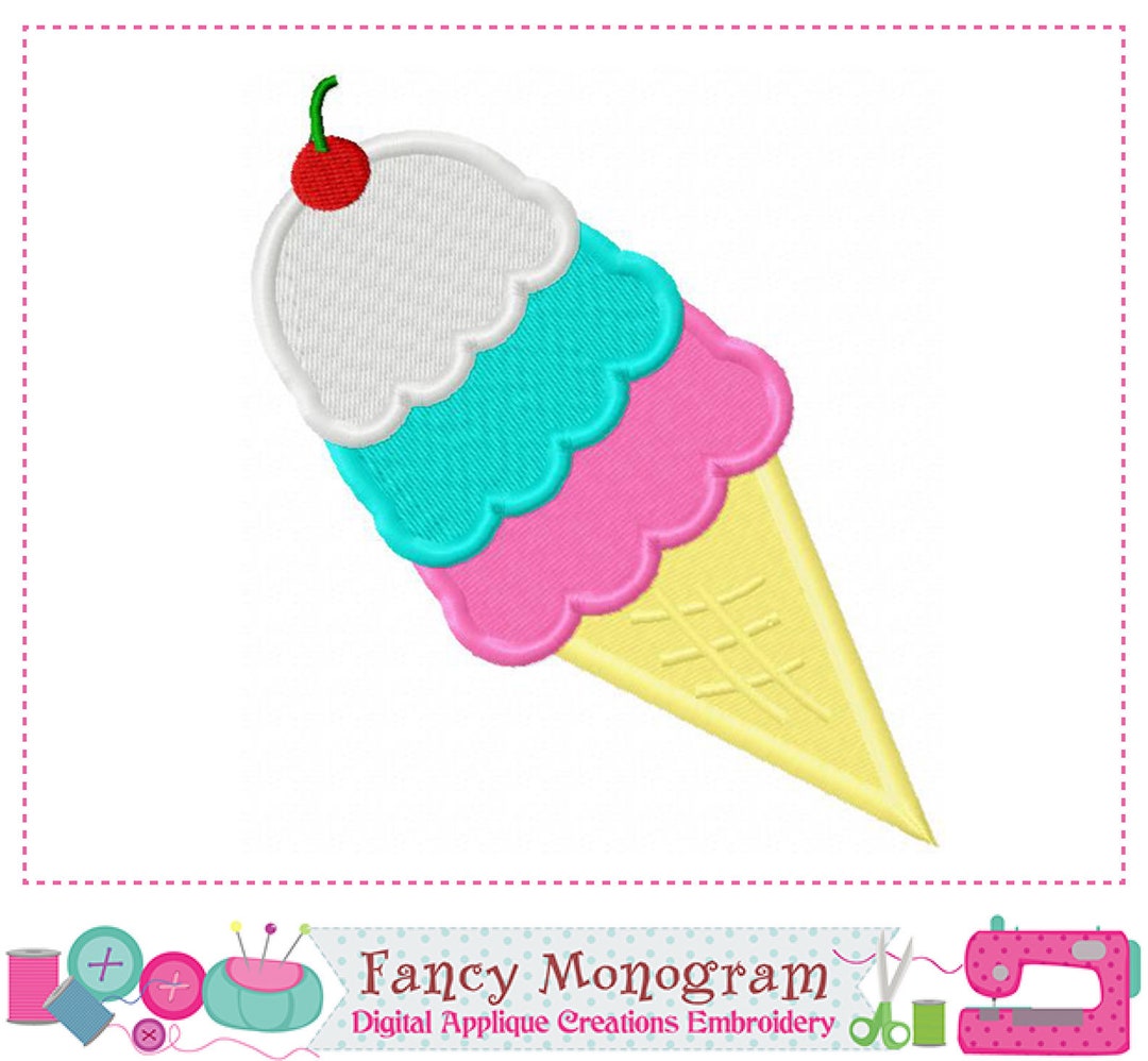 Ice Cream Embroidery Ice Cream Design Birthday Embroidery - Etsy