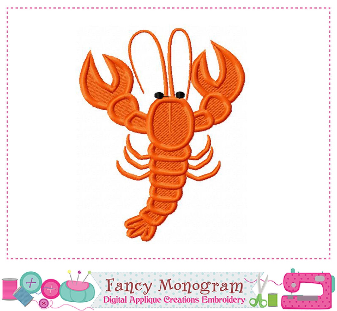 Marine Animal Theme Lobster Machine Embroidery Applique Design ...
