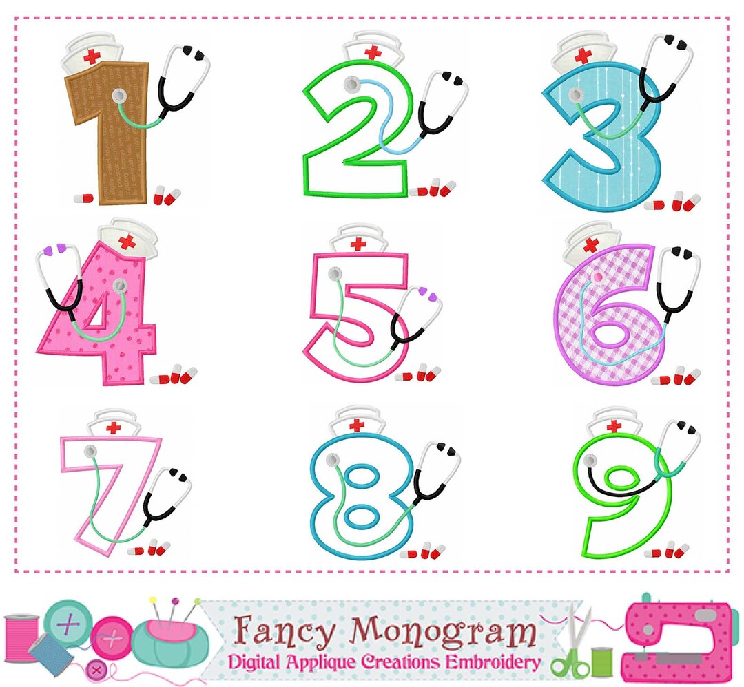 Machine Embroidery Numbers Nurse Applique Design, Nurse Applique ...