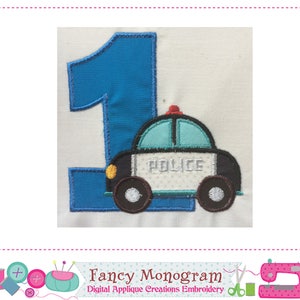 Police Car Numbers Applique Embroidery Design Birthday Party Numbers ...