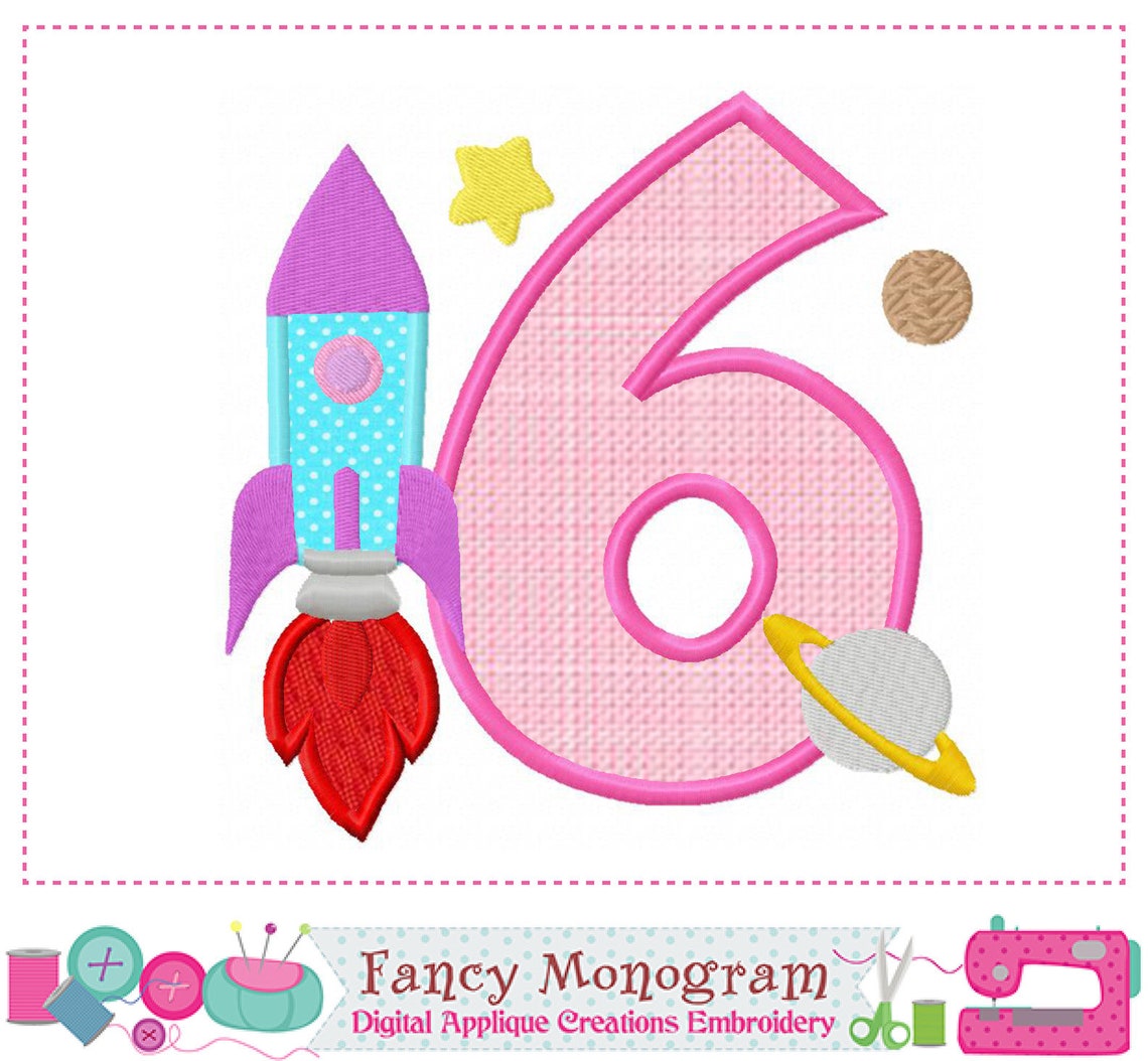 Space Ship Applique Embroidery Numbers Set (digital Download) 2265 - Etsy