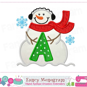 Snowman Alphabet Design Christmas Letters Applique Winter Monograms ...