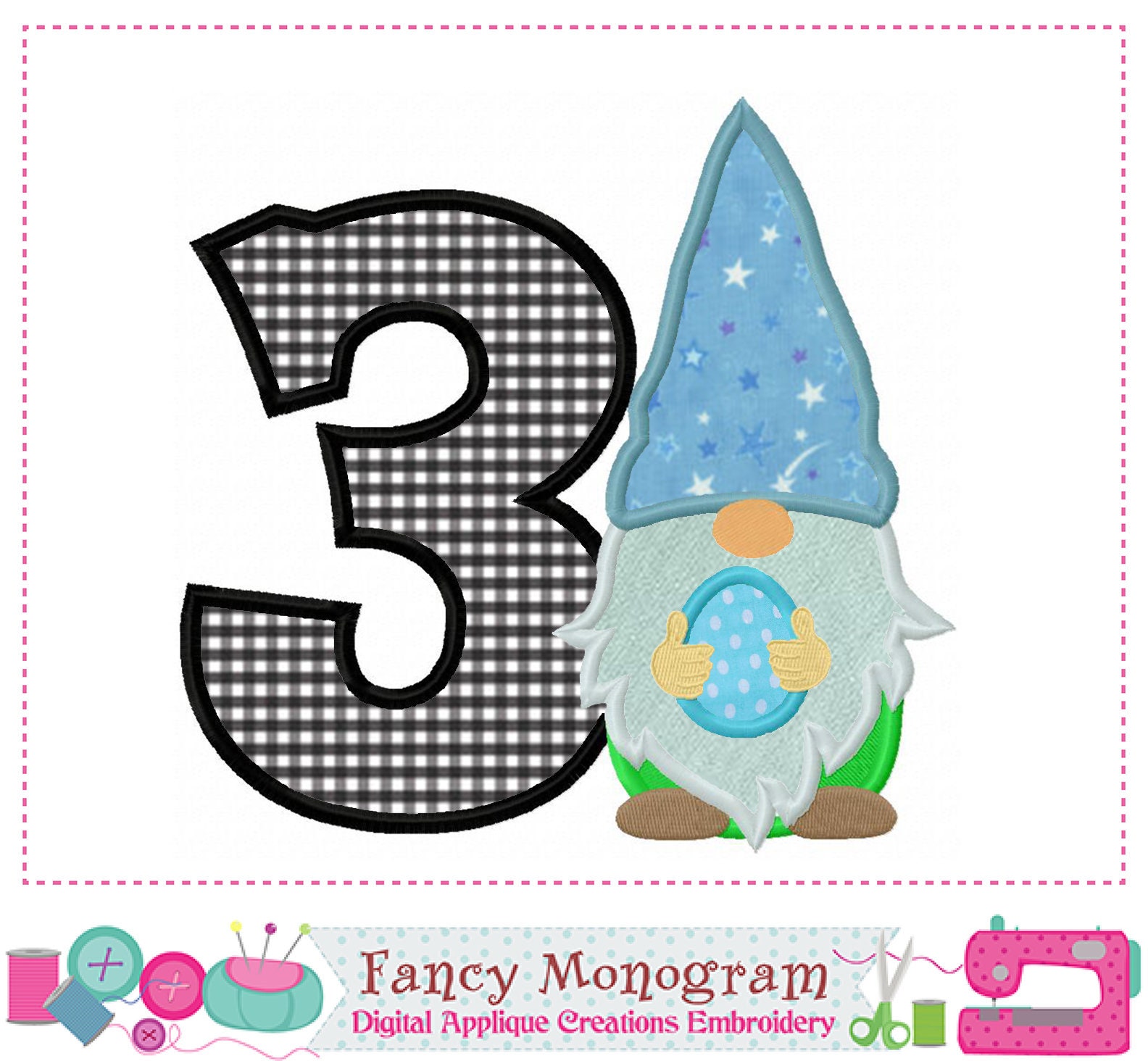 Easter Gnome Numbers Design Gnome Number Applique Design | Etsy