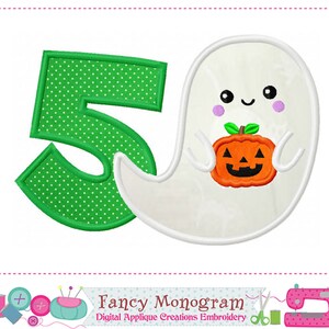 Spooky Halloween Numbers Applique Embroidery Design - Ghost Pumpkin ...