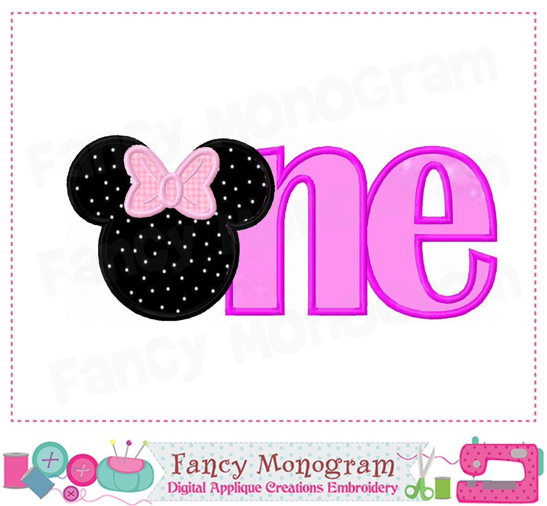 Minnie ONE Baby Applique Embroidery Design-baby Girl Birthday Party ...