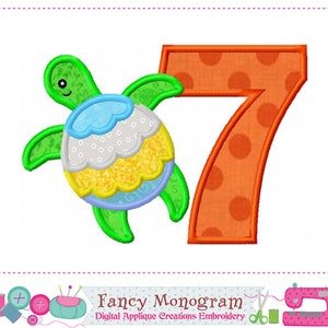 Turtle Numbersapplique Design - Summer Numbers Embroidery Design ...