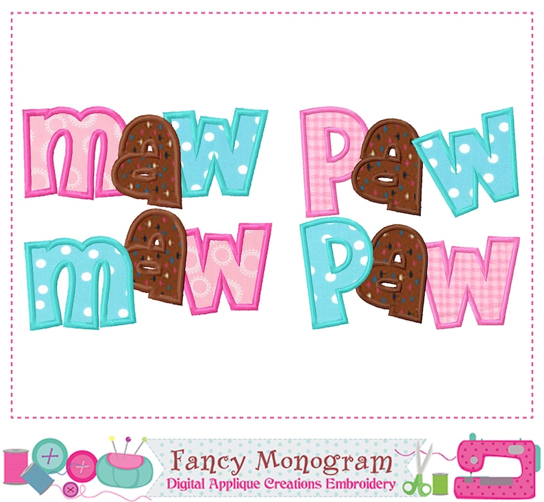 MAW Applique Pattern | PAW Embroidery Design for Animal Lovers -2614 ...