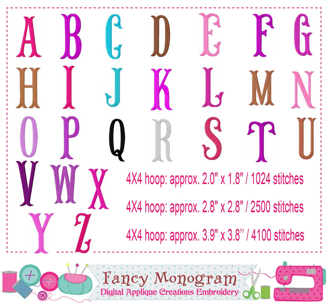 Vintage Monogram Fonts Embroidery Design - Machine Embroidery Alphabet ...
