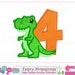 T-rex Number 4 Applique My 4th Birthday Dinosaur Applique Babies ...