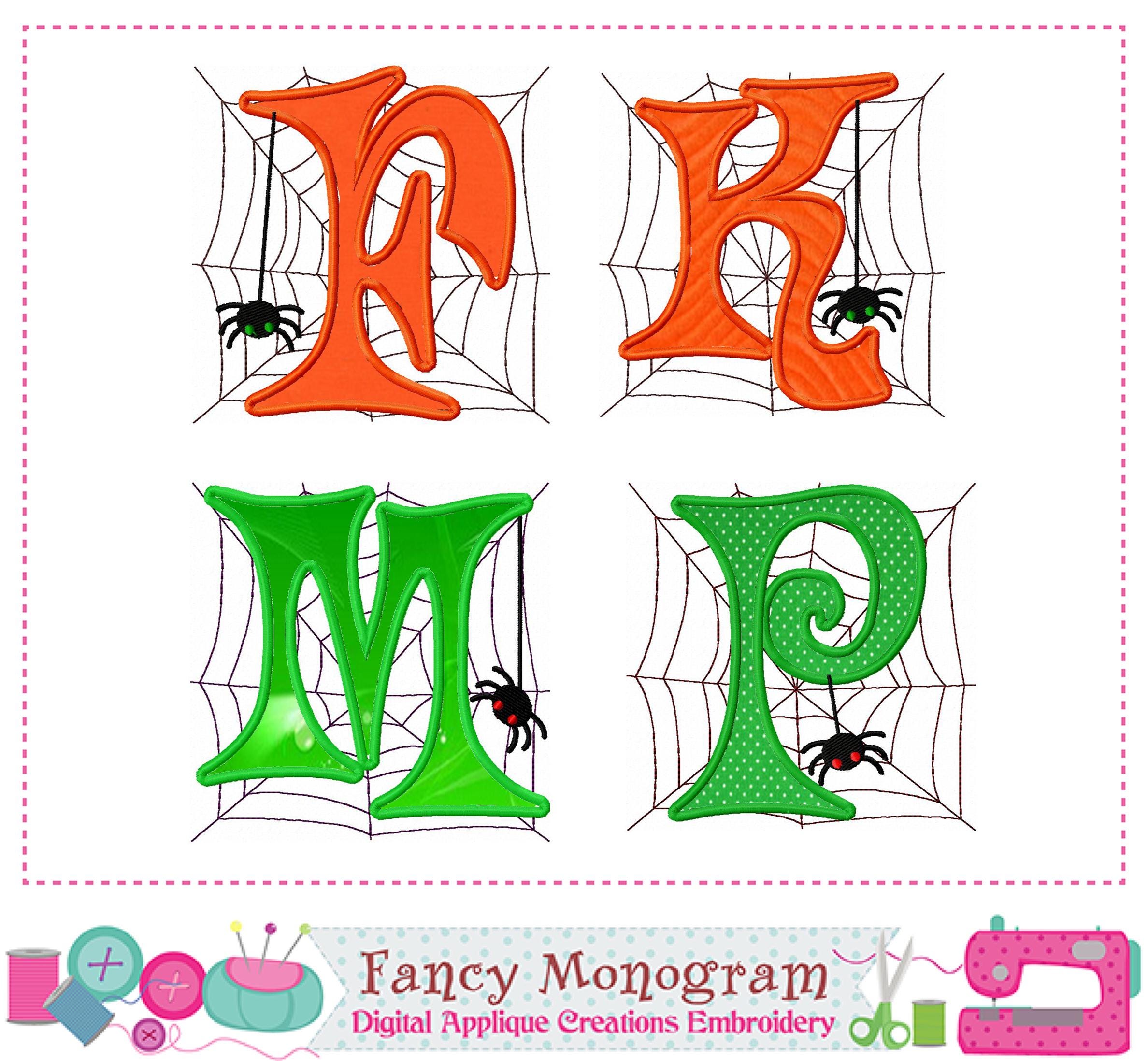 Halloween Spider Applique Embroidery Design - Monogram Fonts Set ...
