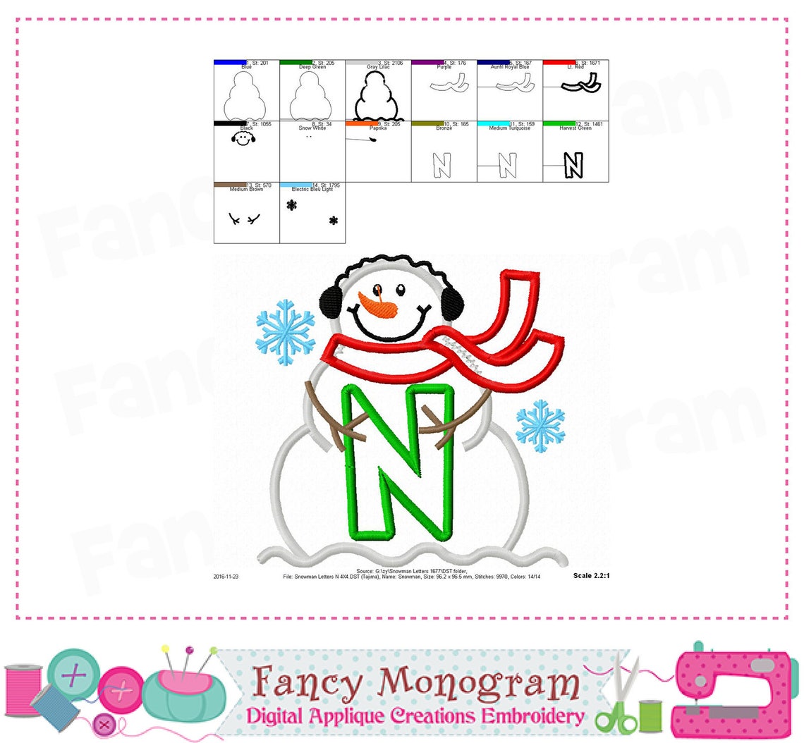 Snowman Alphabet Design Christmas Letters Applique Winter - Etsy UK