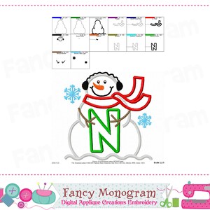 Snowman Alphabet Design Christmas Letters Applique Winter Monograms ...