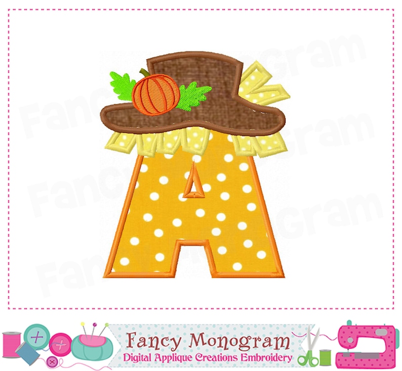 Thanksgiving Alphabet Embroidery Scarecrow Monogram Applique - Etsy