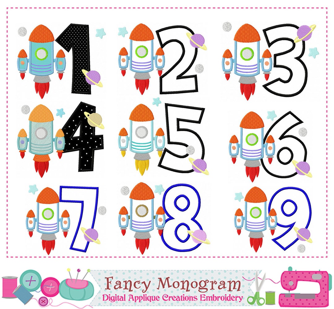 Machine Embroidery Numbers Spaceship, Space Plane Applique Embroidery ...