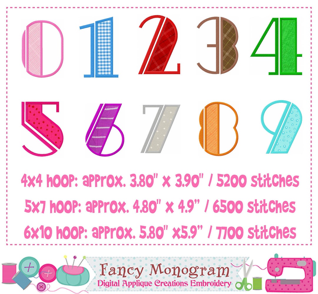 Numbers Applique Numbers Embroidery Numbers Design - Etsy