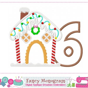 Christmas Numbers Embroidery Applique: Gingerbread House Design ...