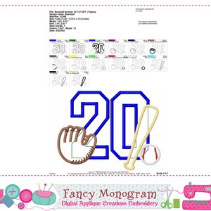 Baseball Numbers 2034 Applique Embroidery Boys Birthday Party Clothes ...