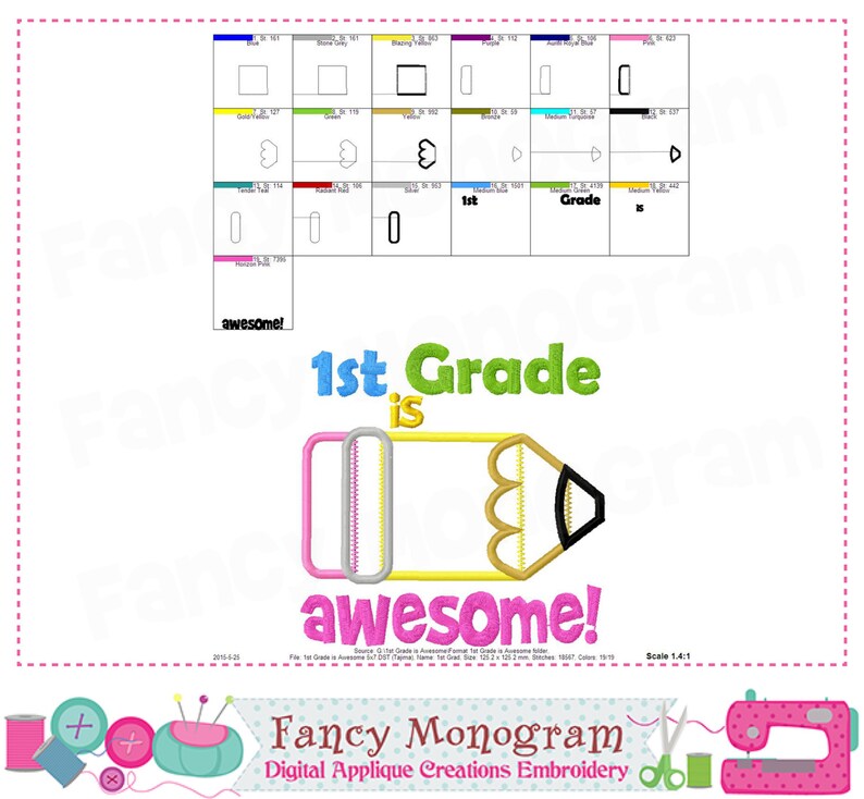 School Applique 1st Grade is Awesome Bacl to School My - Etsy