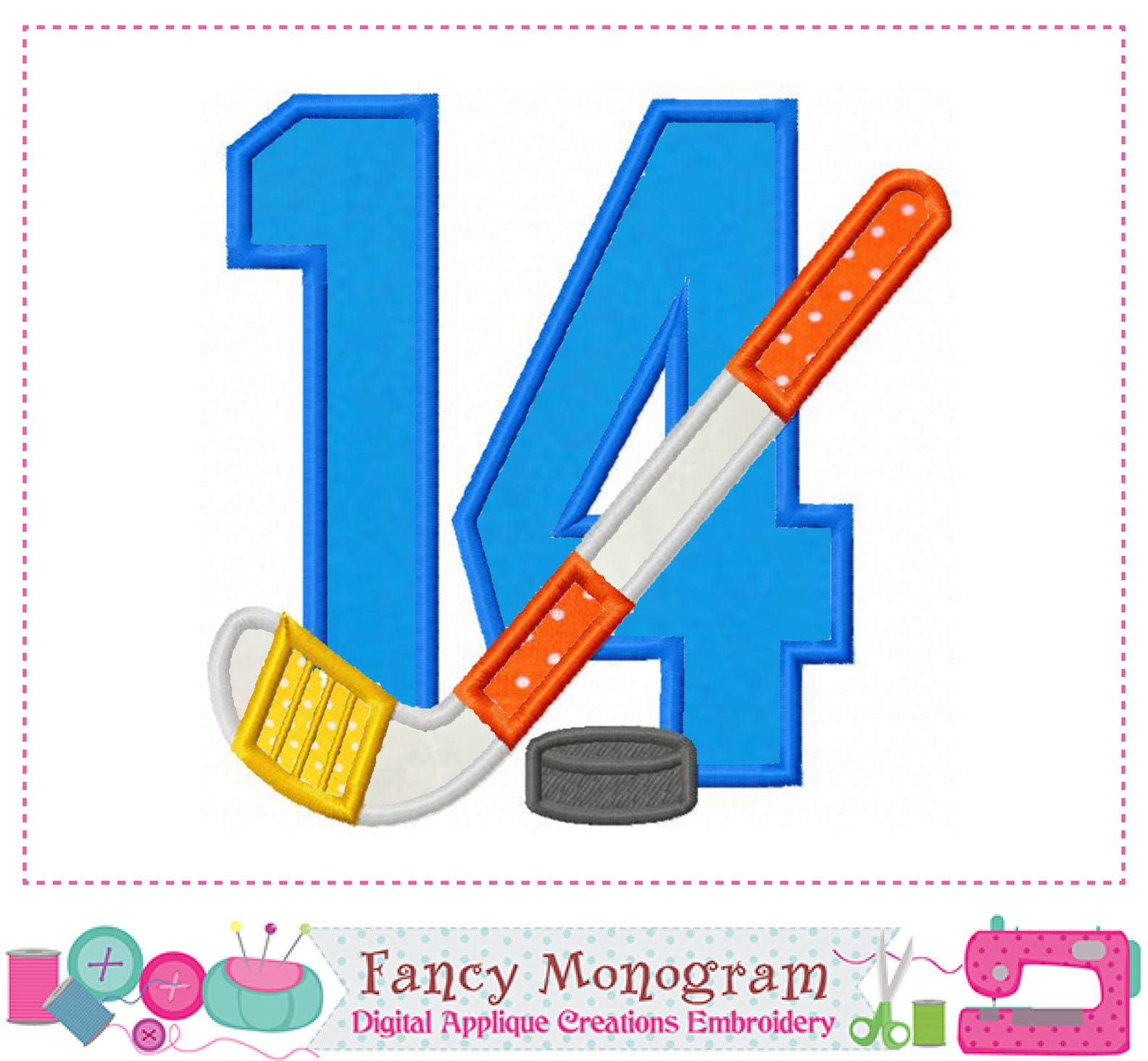 Ice Hockey Numbers Applique Embroidery - Winter Sports Design (4x4, 5x7 ...