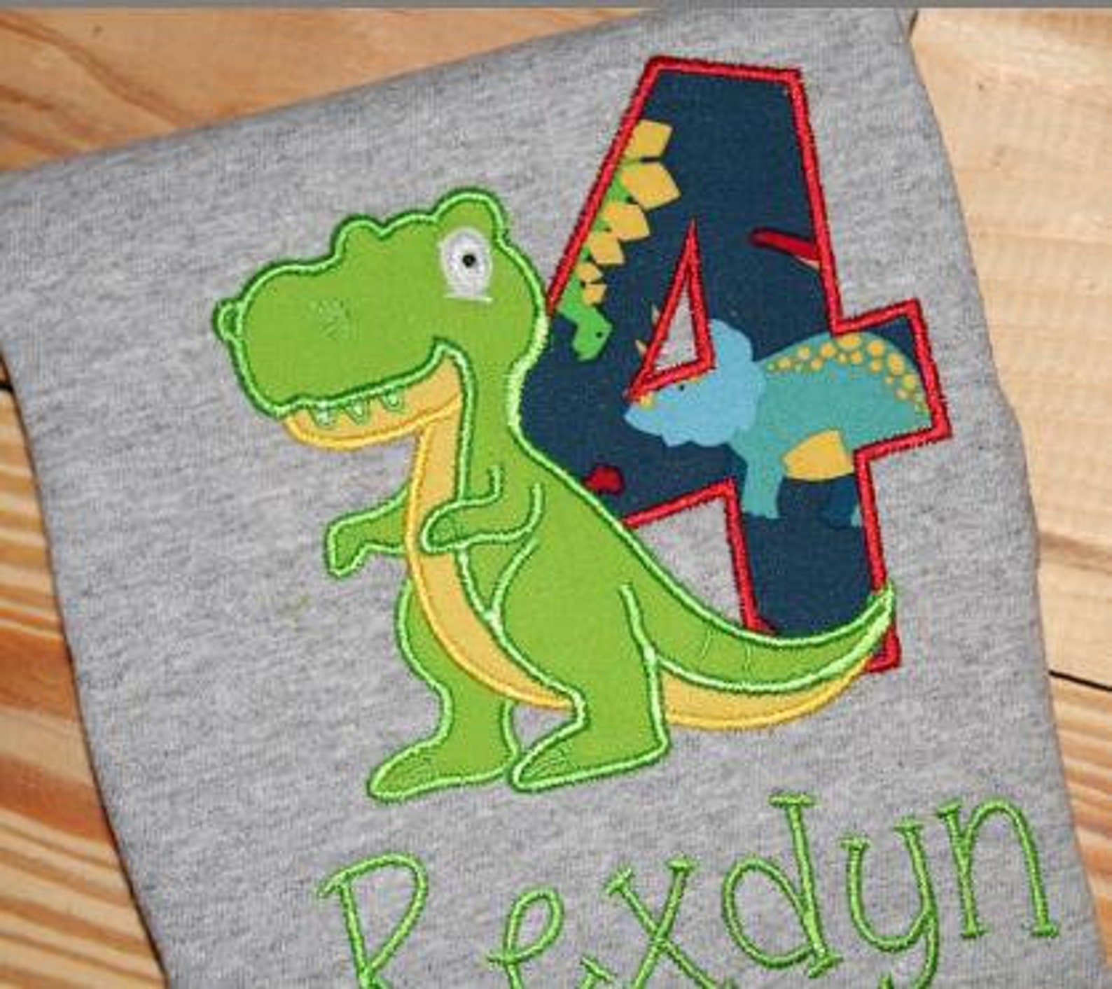 T-rex Number 4 Applique My 4th Birthday Dinosaur Applique - Etsy