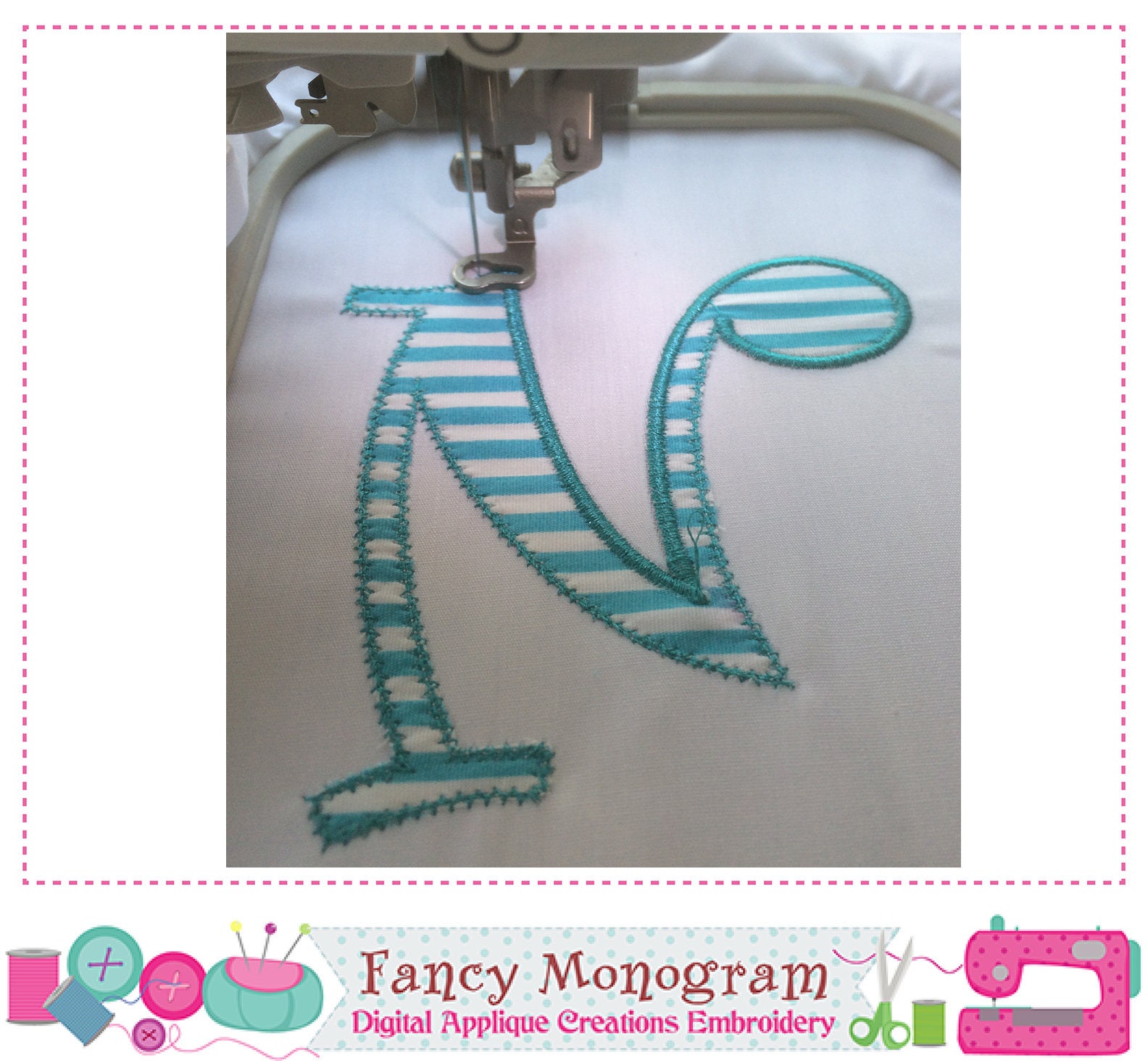 Machine Embroidery Applique Monogram Design - Alphabet Fonts - Instant ...