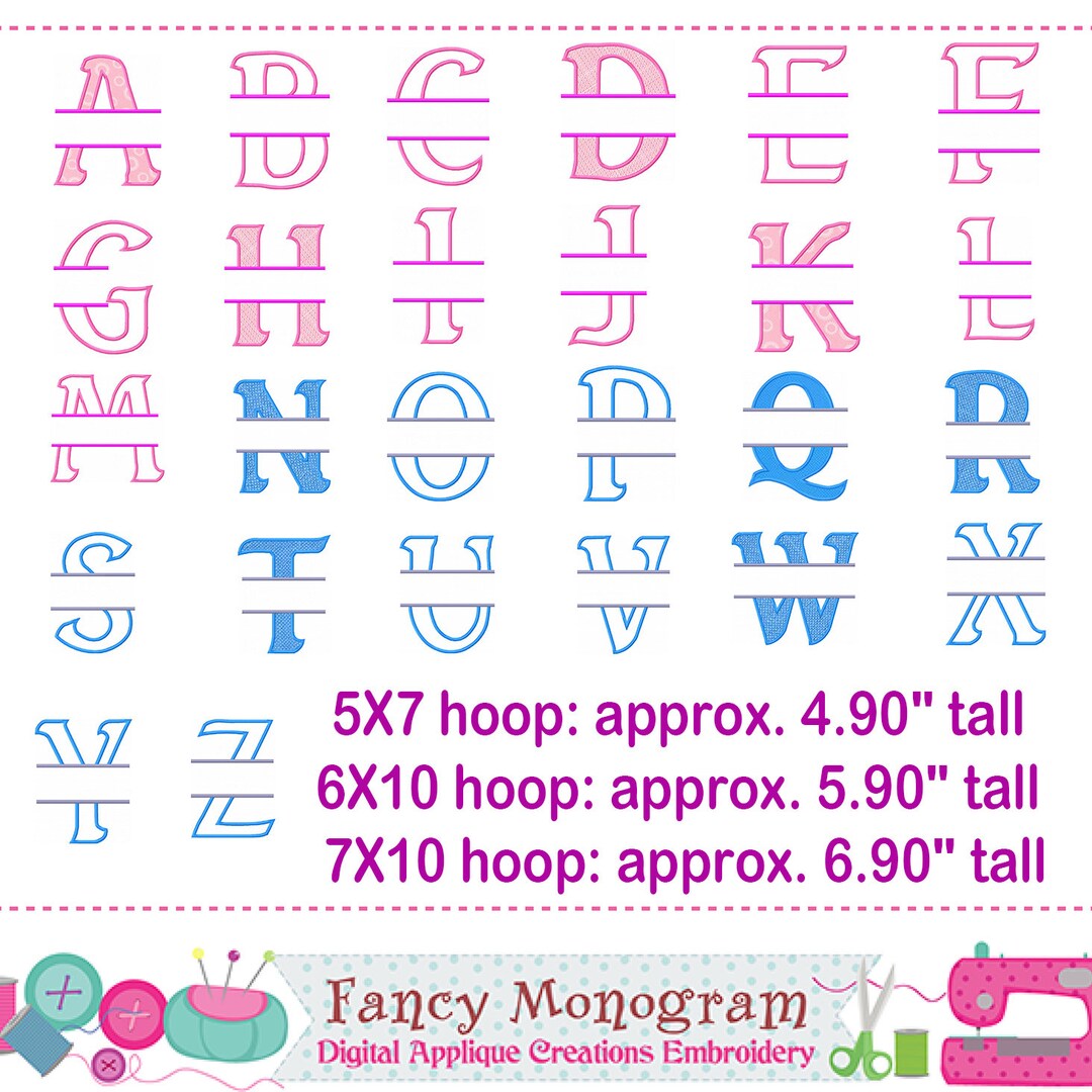 Custom Machine Embroidery Split Fonts Applique Design - Personalized ...