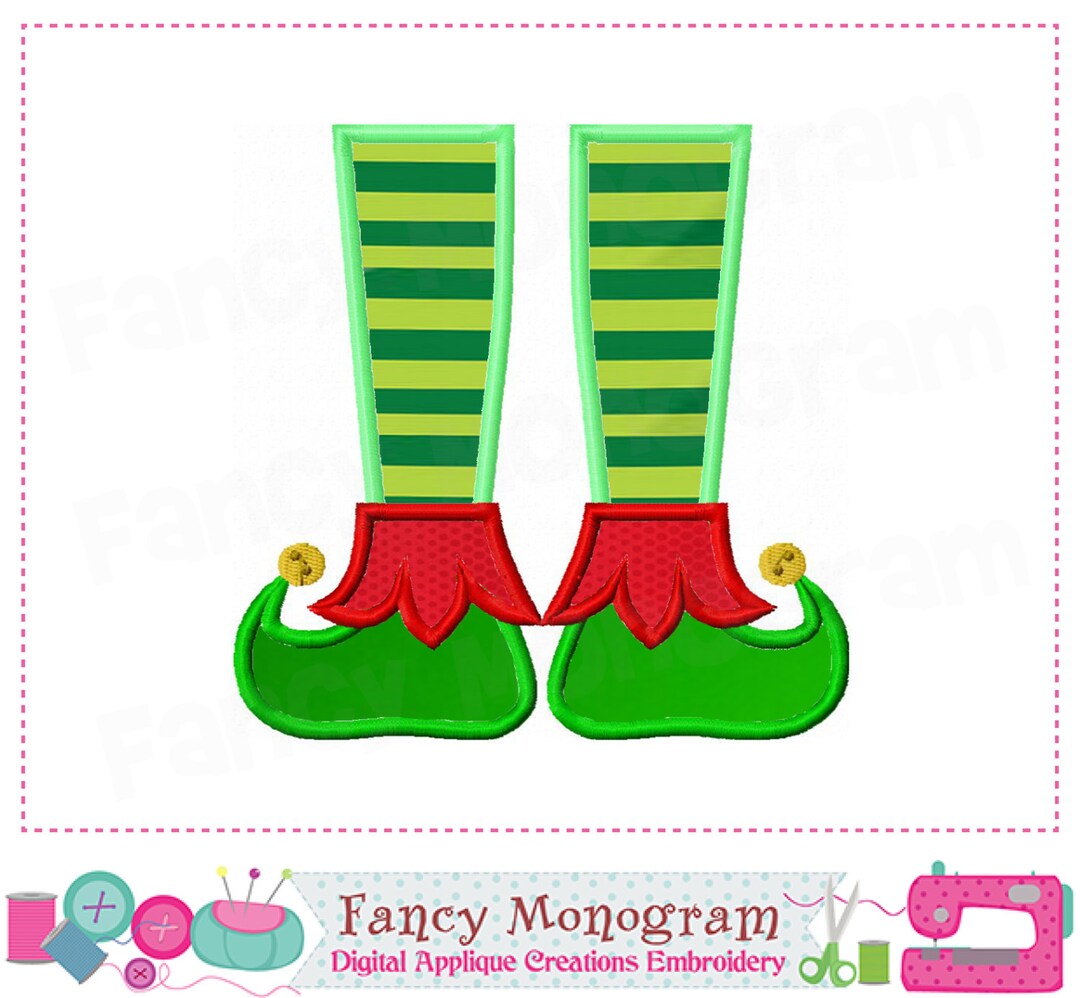Machine Embroidery Christmas Design - Elves Feet Applique Embroidery ...