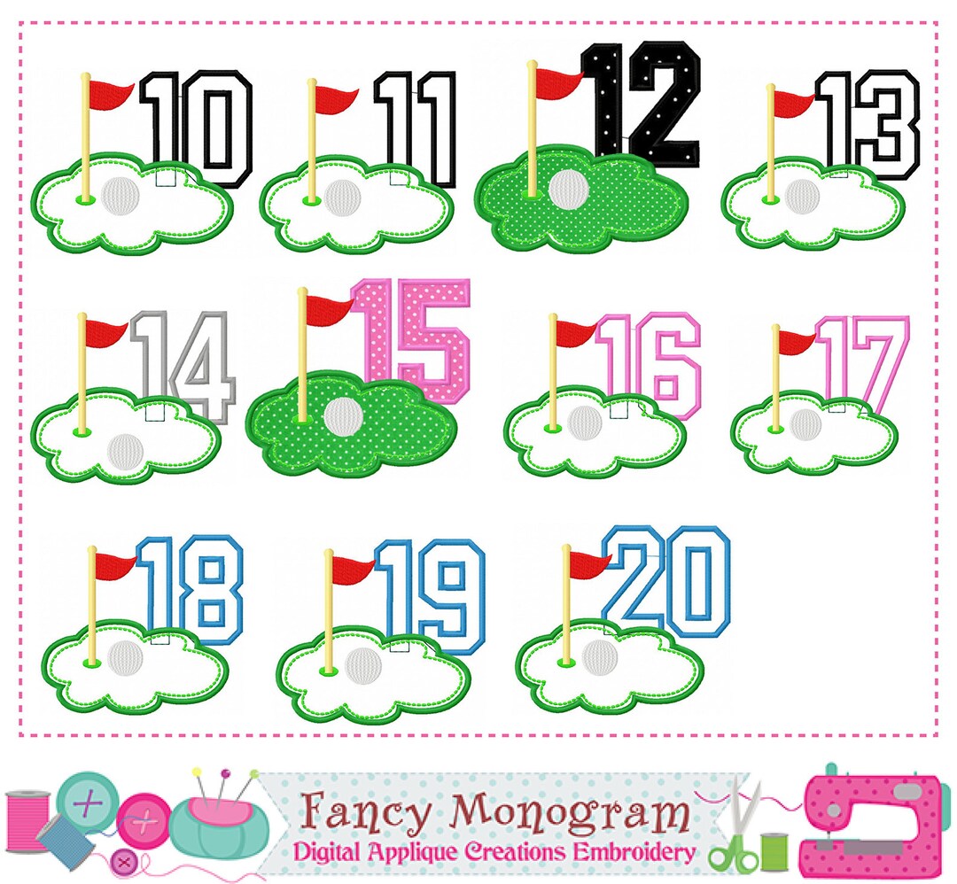 Golf Numbers Applique Embroidery Design Teenager Design Outdoor Sports ...