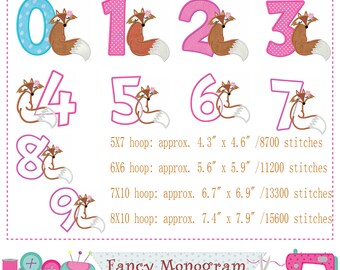 Fox Numbers Applique Design Easter Numbers Applique - Etsy
