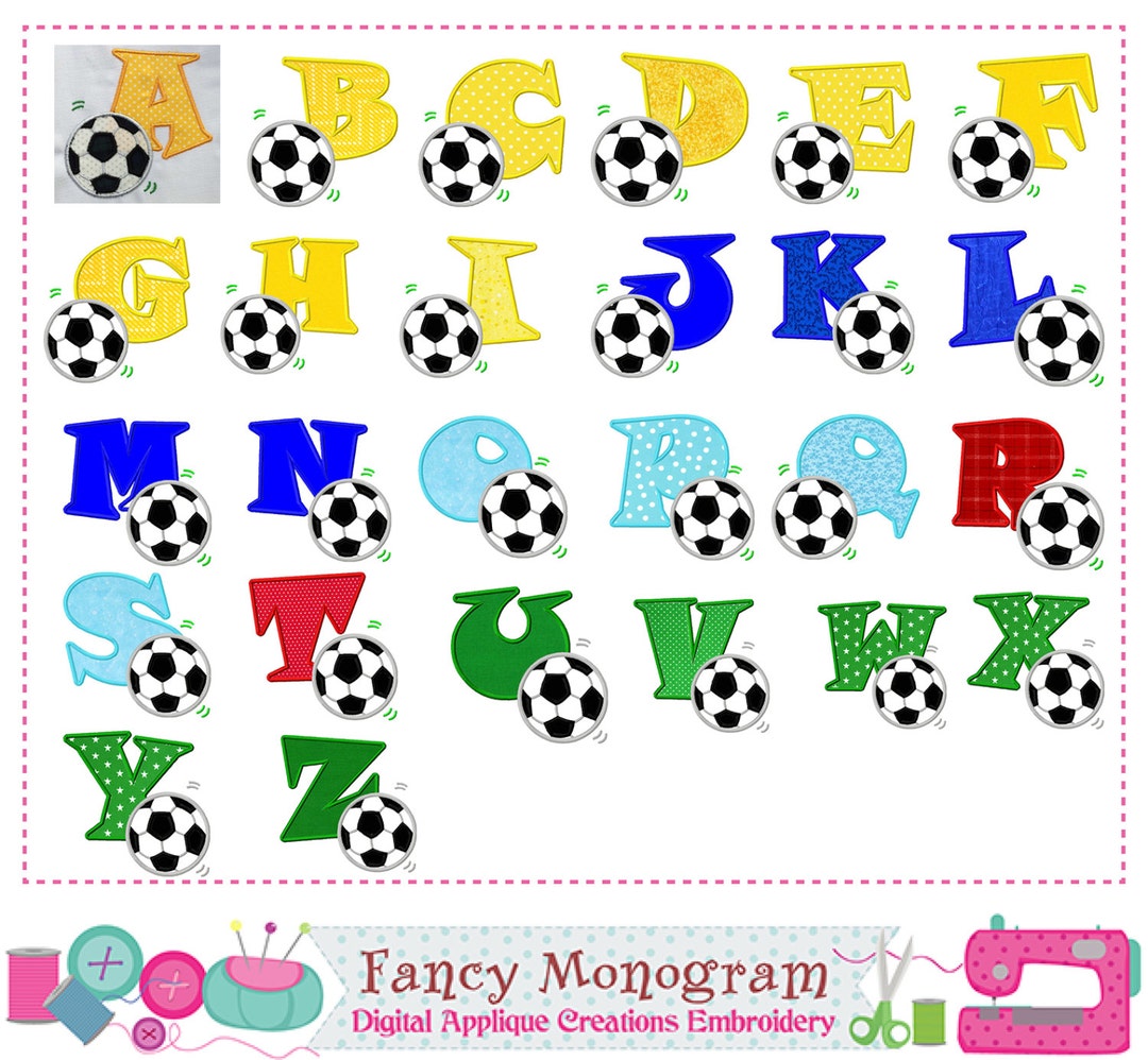 Soccer Alphabet Embroidery Soccer Monograms Design Soccer Letters ...