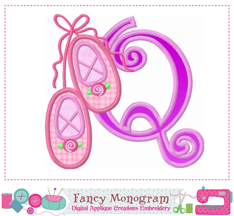 Ballet Slippers Font Embroidery - Monogram Alphabet Applique Design ...