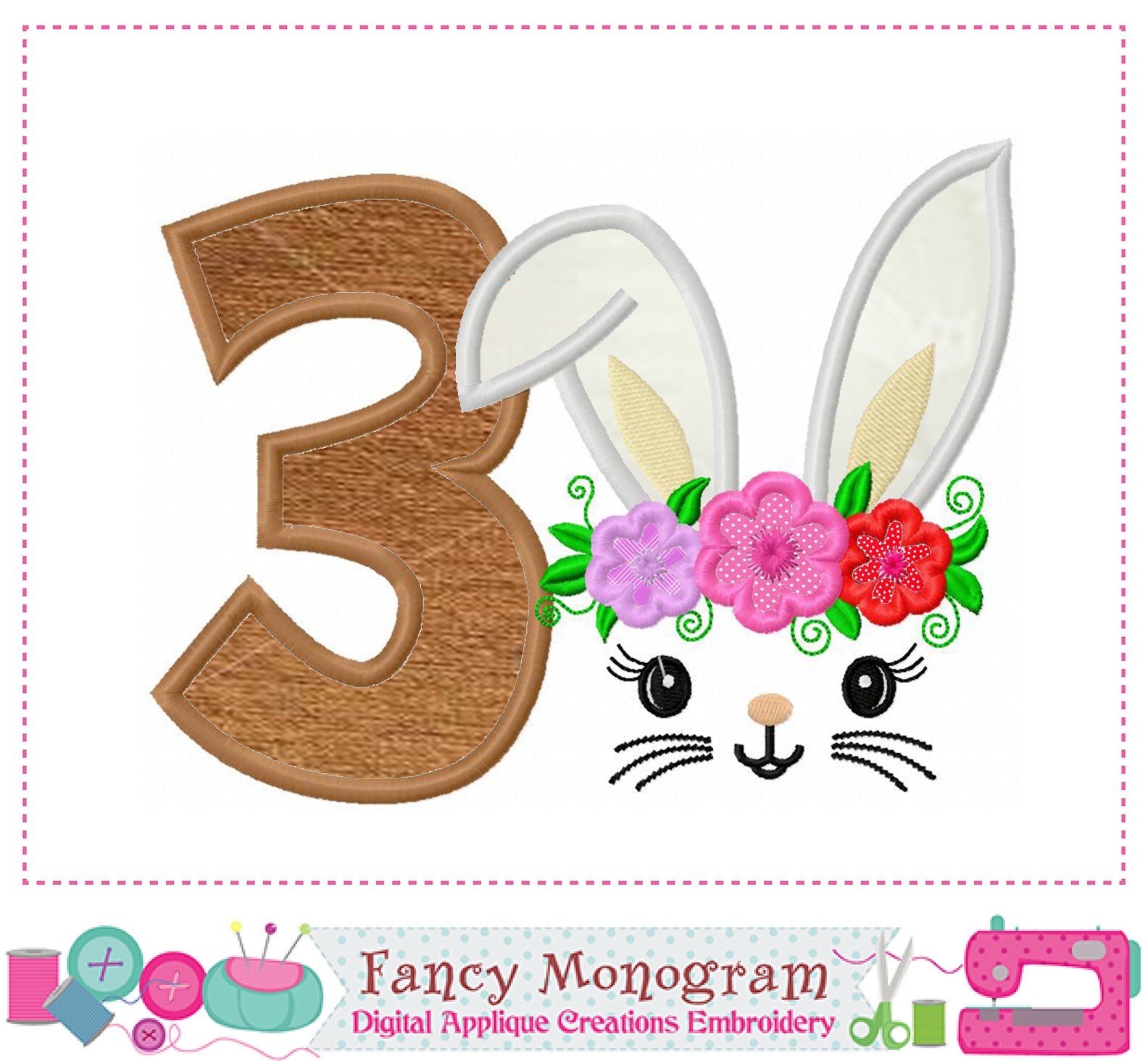 Easter Bunny Numbers Applique Design Easter Numbers | Etsy