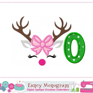 Christmas Numbers Embroidery Reindeer Numbers Applique Reindeer ...