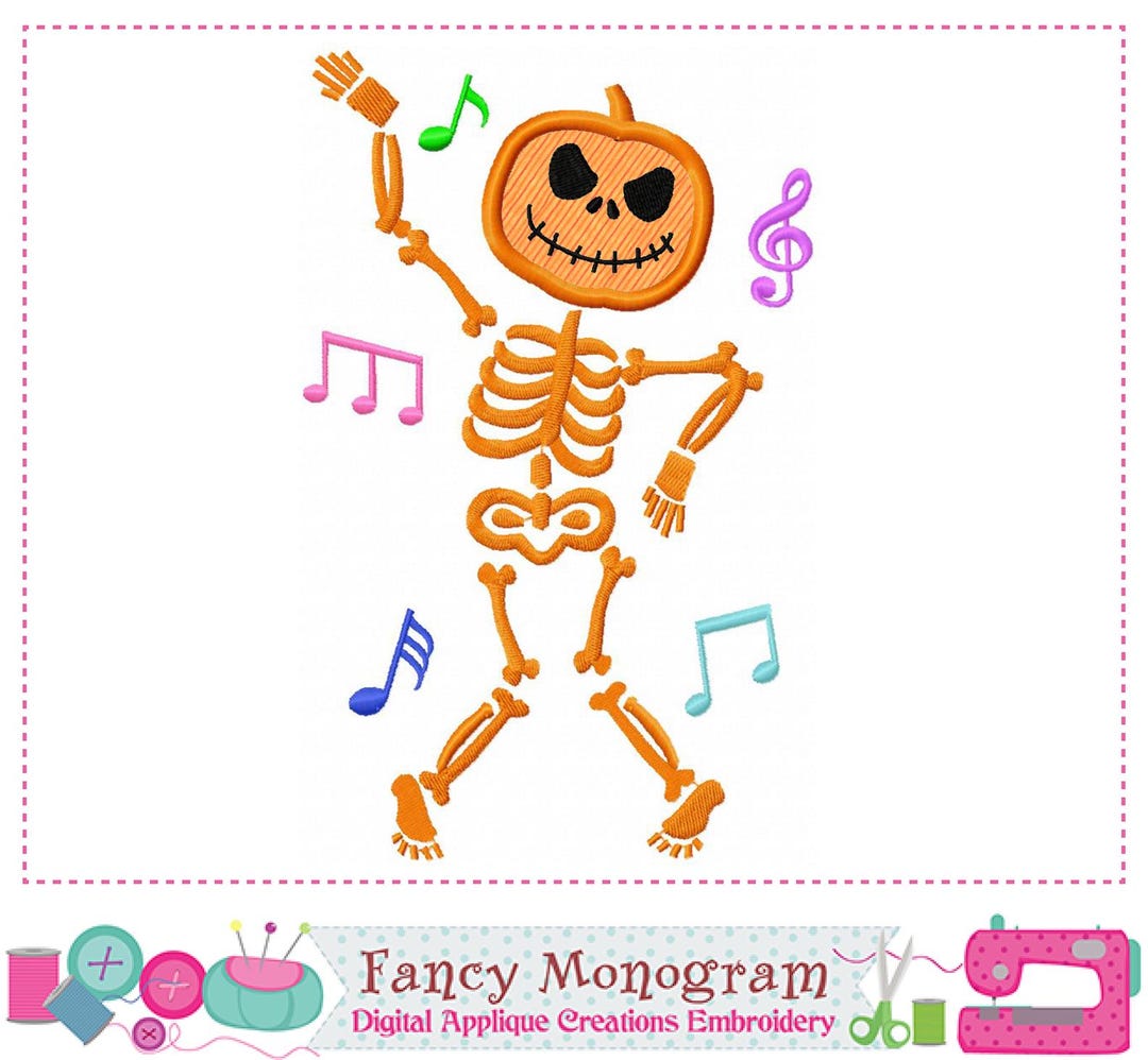 Machine Embroidery Skeleton Design, Halloween Applique Embroidery ...