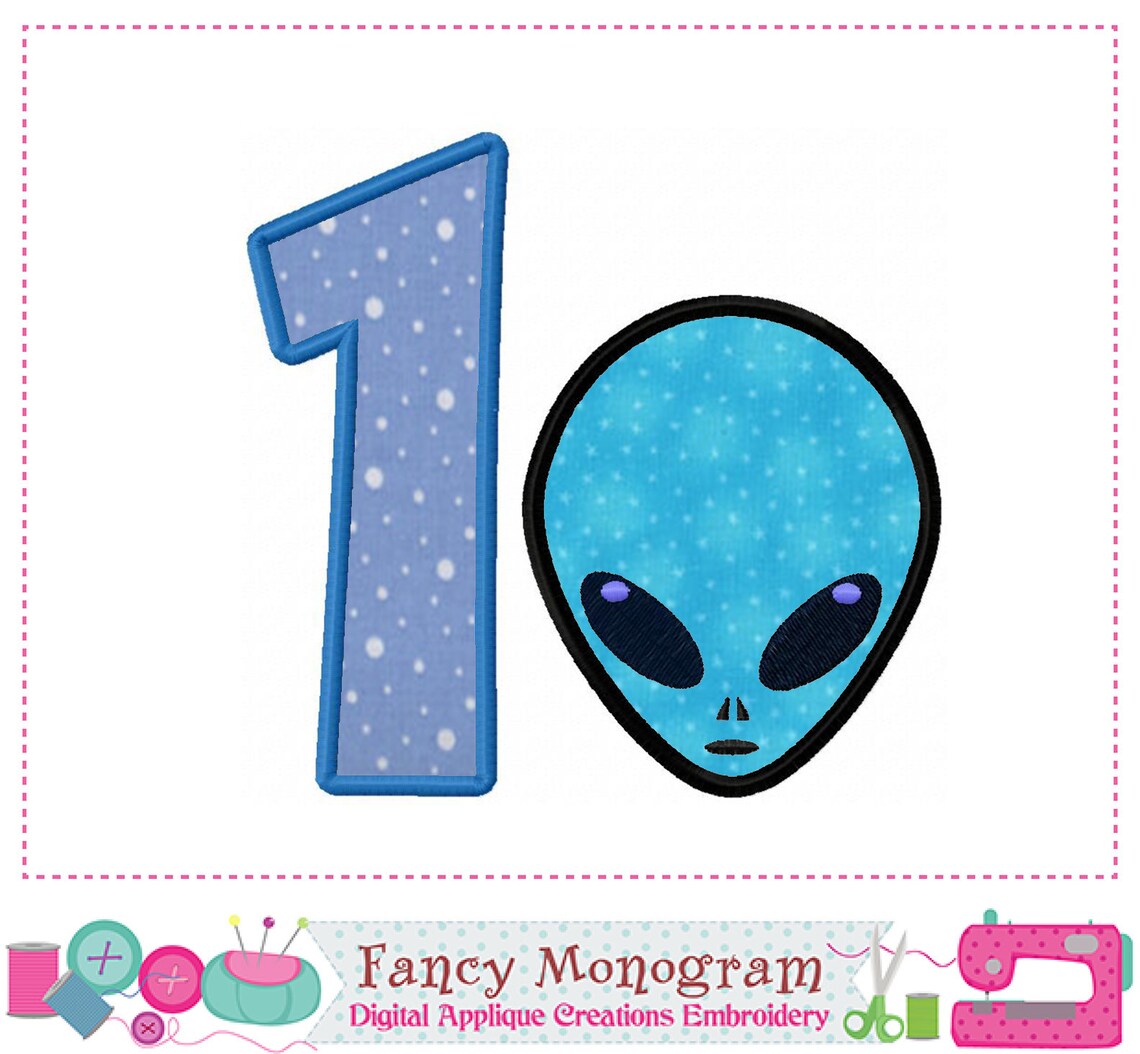 Alien Numbers Applique Alien Numbers Embroidery Alien - Etsy