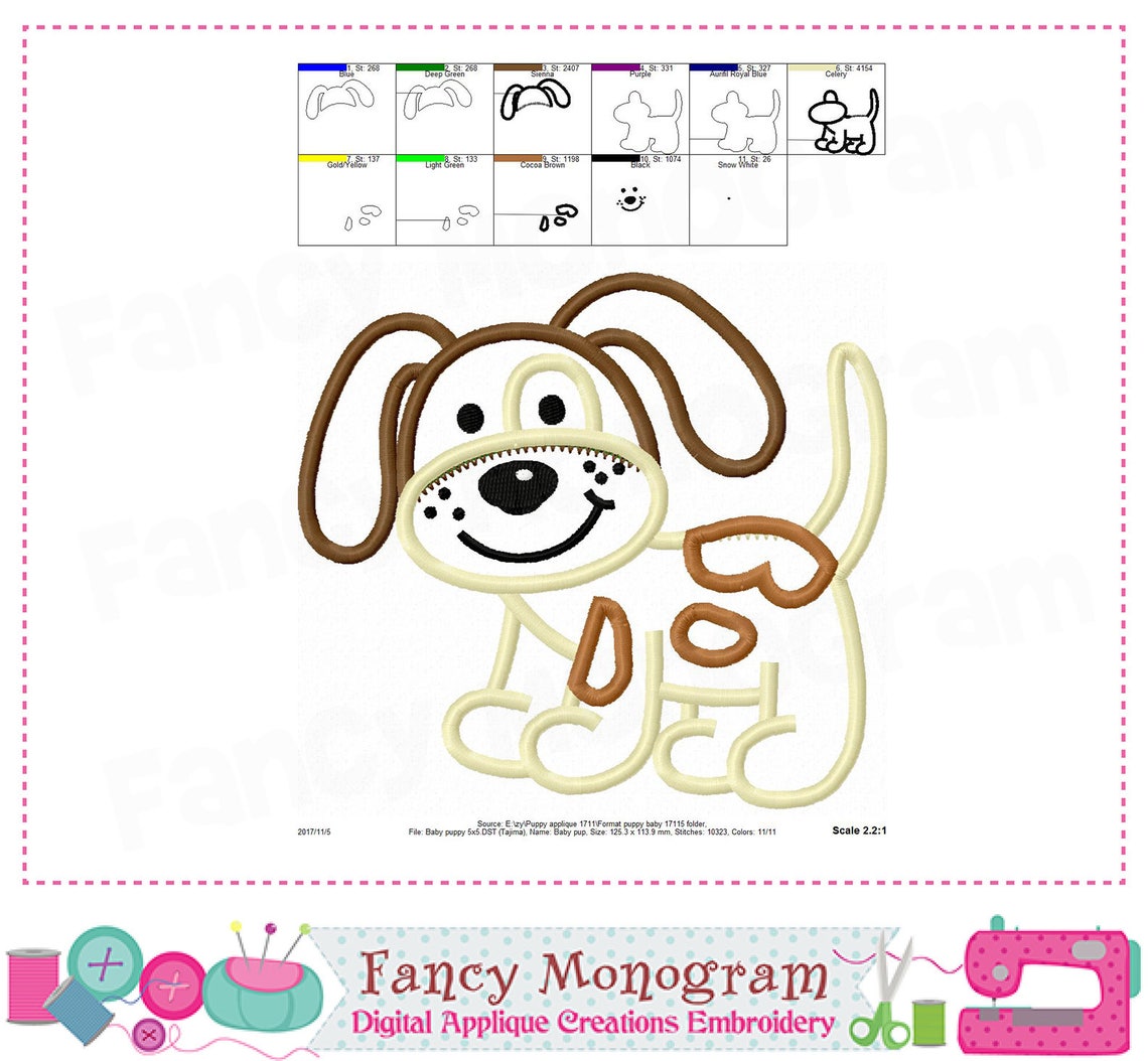 Puppy Applique Embroidery Design – Dog Lovers Pet Design (digital ...