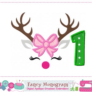 Christmas Numbers Embroidery Reindeer Numbers Applique Reindeer ...