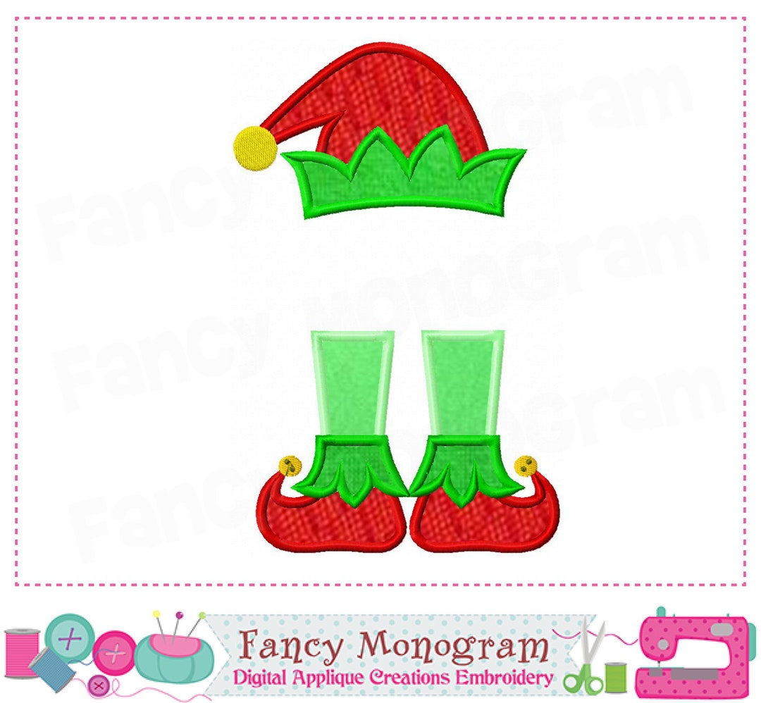 Split Elf Applique Design, Machine Embroidery Christmas, Birthday ...