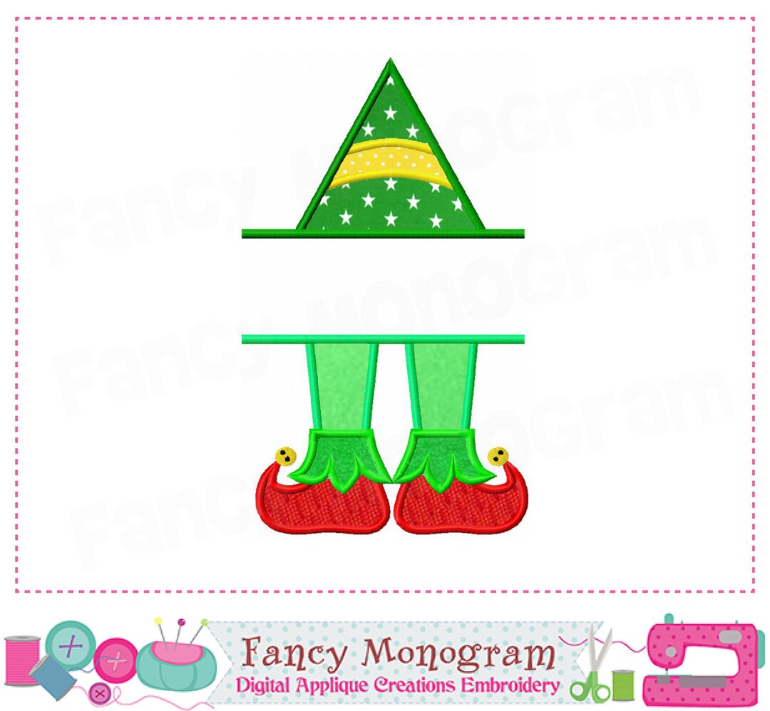 Christmas Elf Machine Embroidery Design - Applique Split Foot Pattern ...