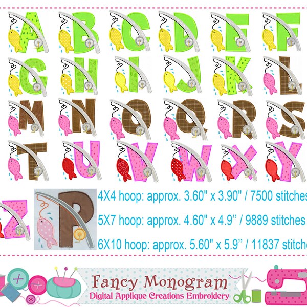 Fishing Applique - Etsy