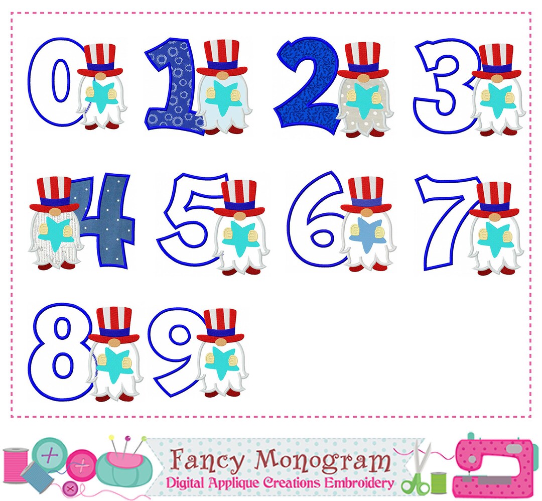 Independence Day Number Applique - 4th of July Patriotic Birthday ...